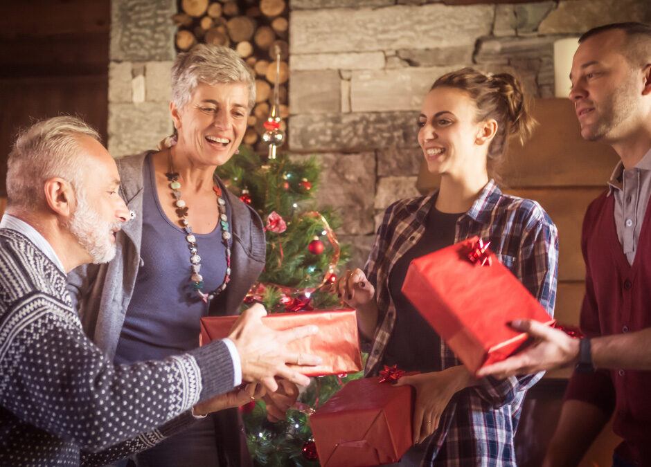Gift-giving during the holidays is a common tradition among families